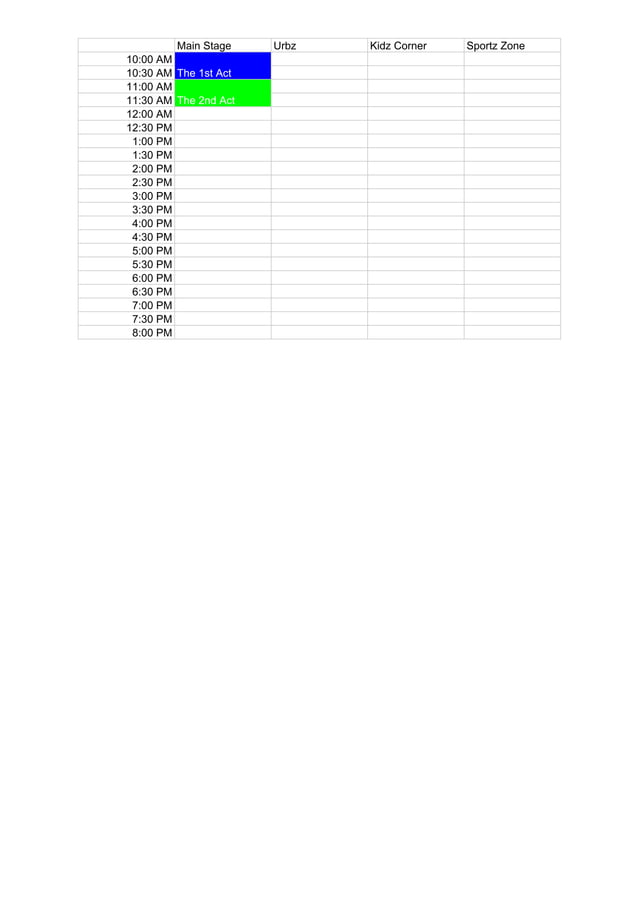 Time table for acts sheet1 | PDF