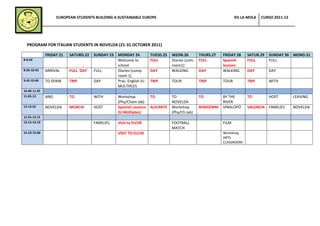 Timetable for italian students | DOCX