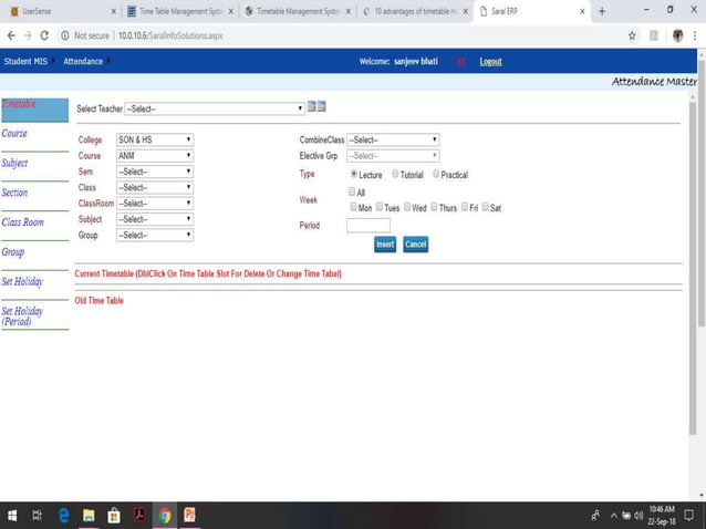 Time table management system | PPTX | Computing | Technology & Computing