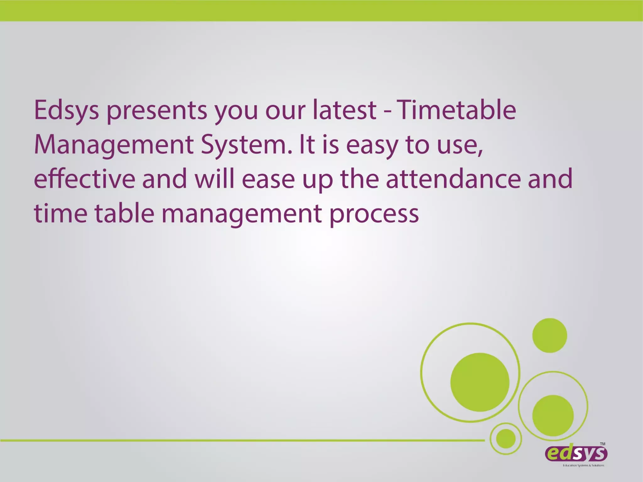 Timetable Management System from Edsys | PPT