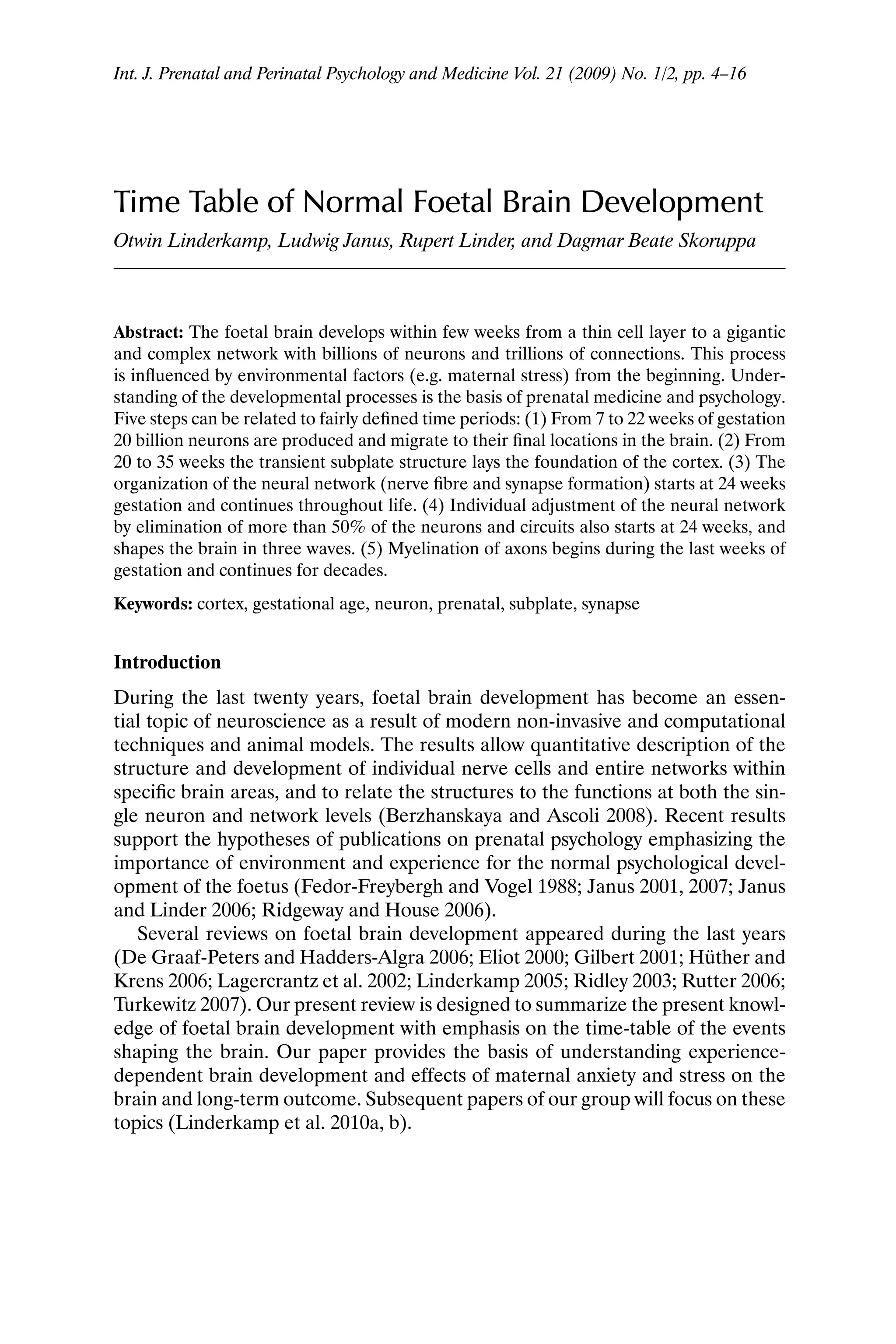 Time table of normal foetal brain development | PDF