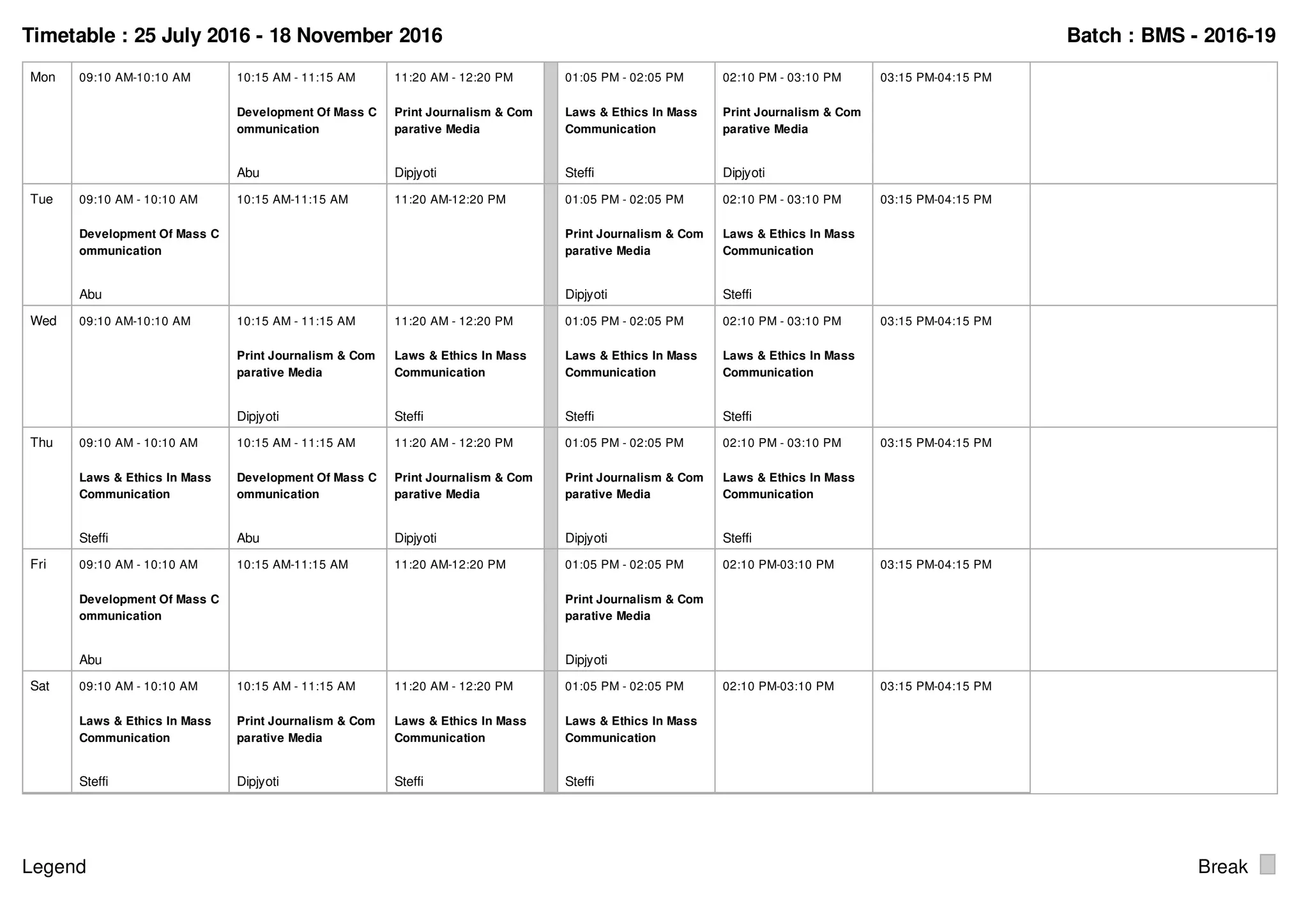 Timetable pdf | PDF