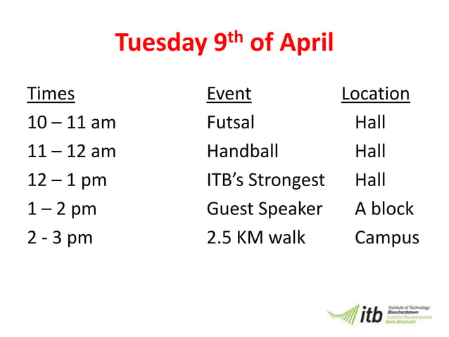 Timetable presentation | PPTX