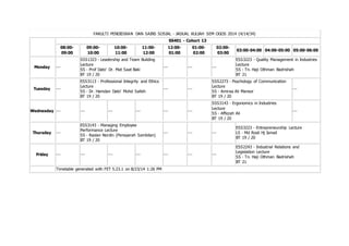 Timetable psikologi ind wdawdawdby student group ogos 2014 | PPT