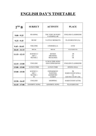 Timetables English day | DOC | Education