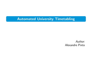 Automated University Timetabling | PPT