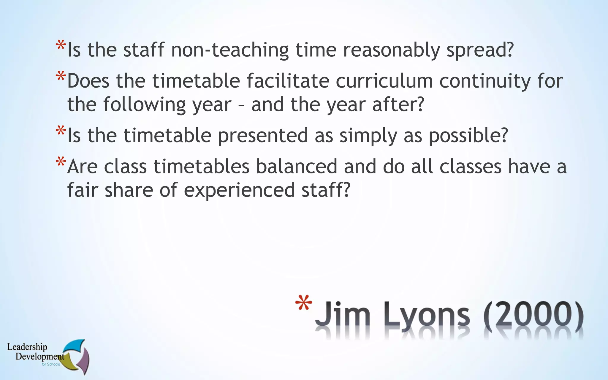 Timetabling sessions 1 and 2 february | PPT