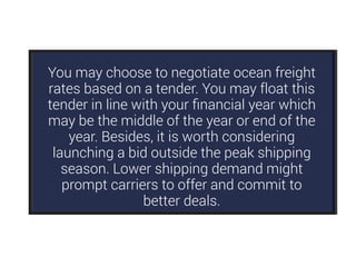 When is the Best Time to Negotiate Ocean Freight Rates? | PPT
