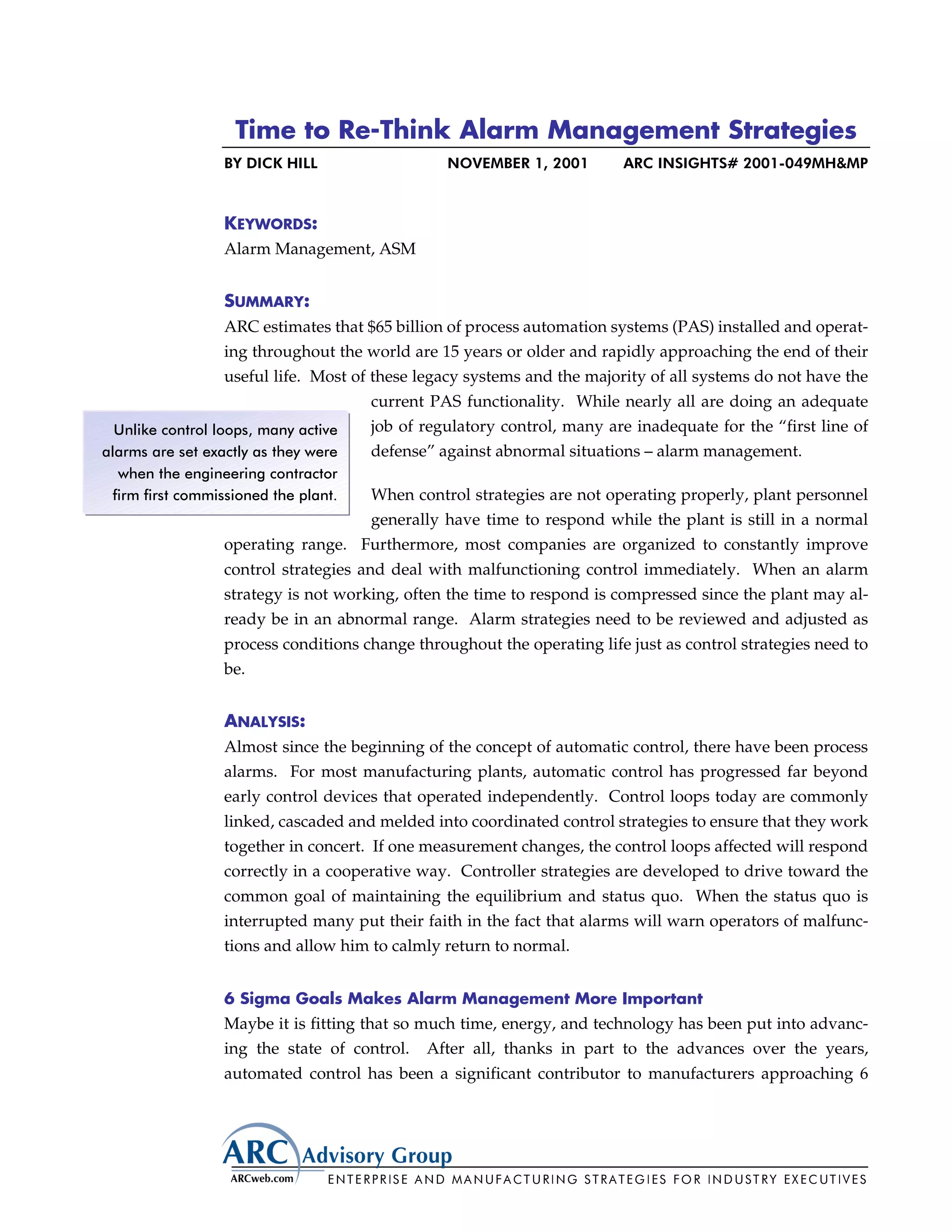 Time to re think alarm management strategies | PDF