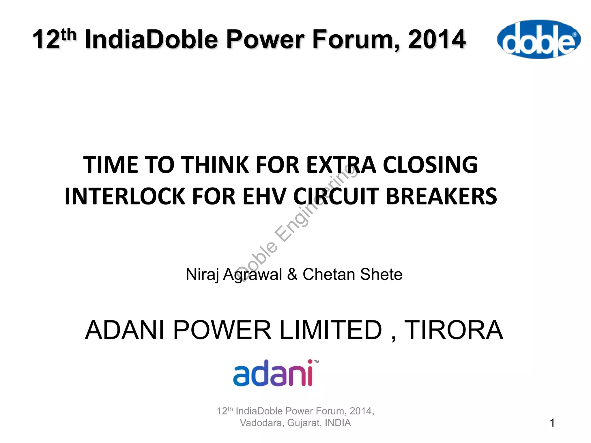 Time to think for ehv cb interlocks | PPT