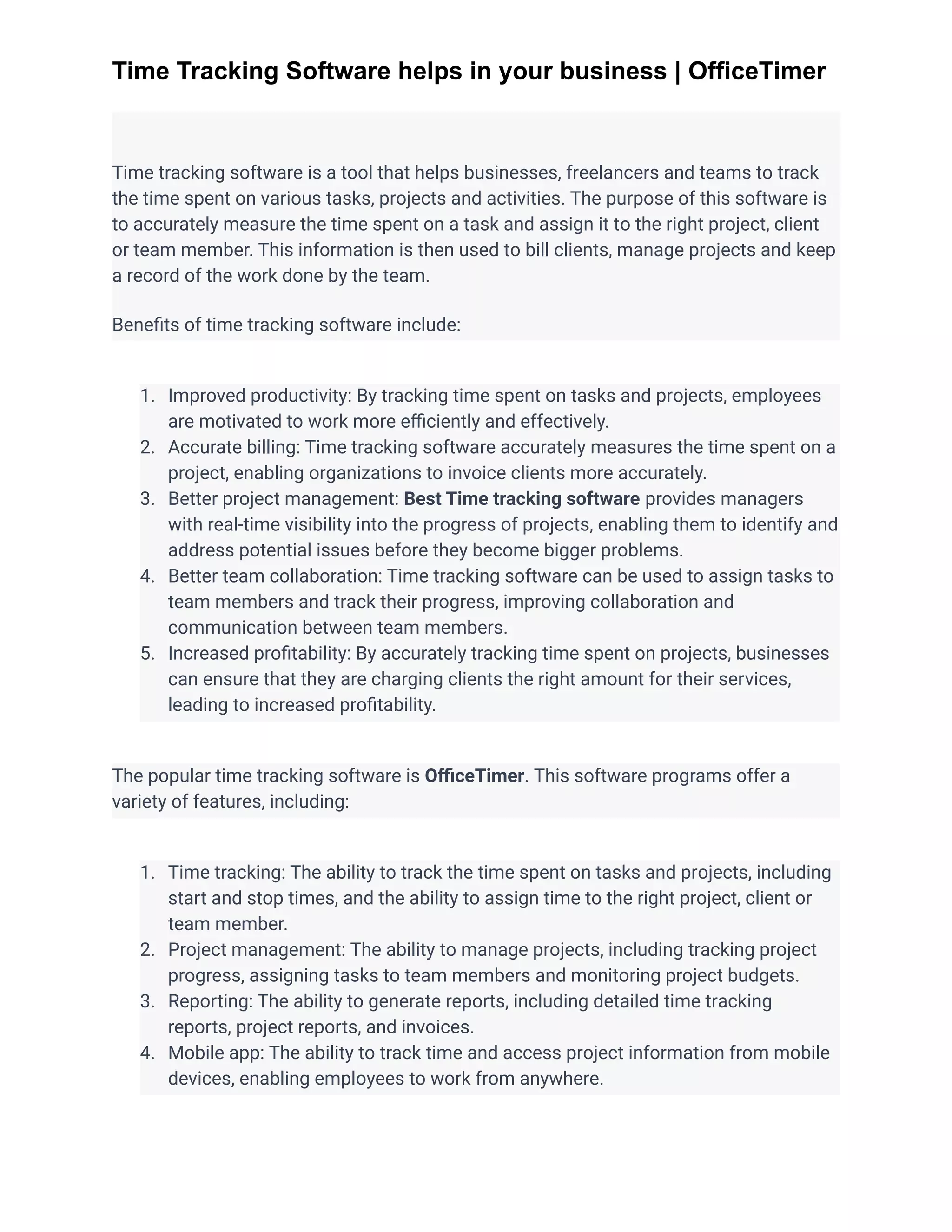 Time Tracking Software helps in your business OfficeTimer.pdf