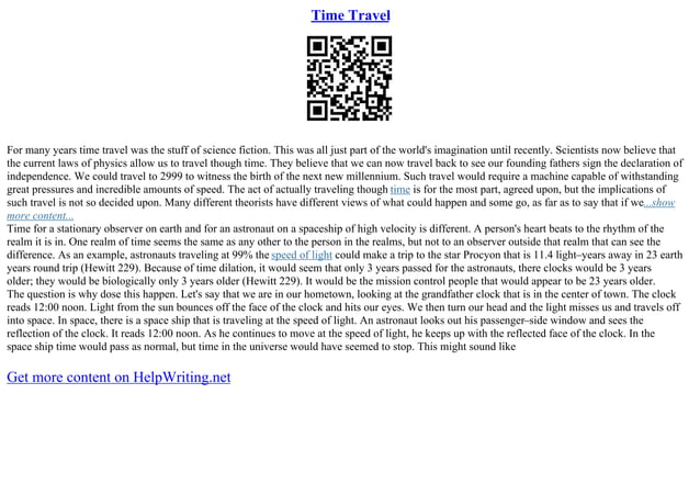 Time Travel | PDF | Physics | Science