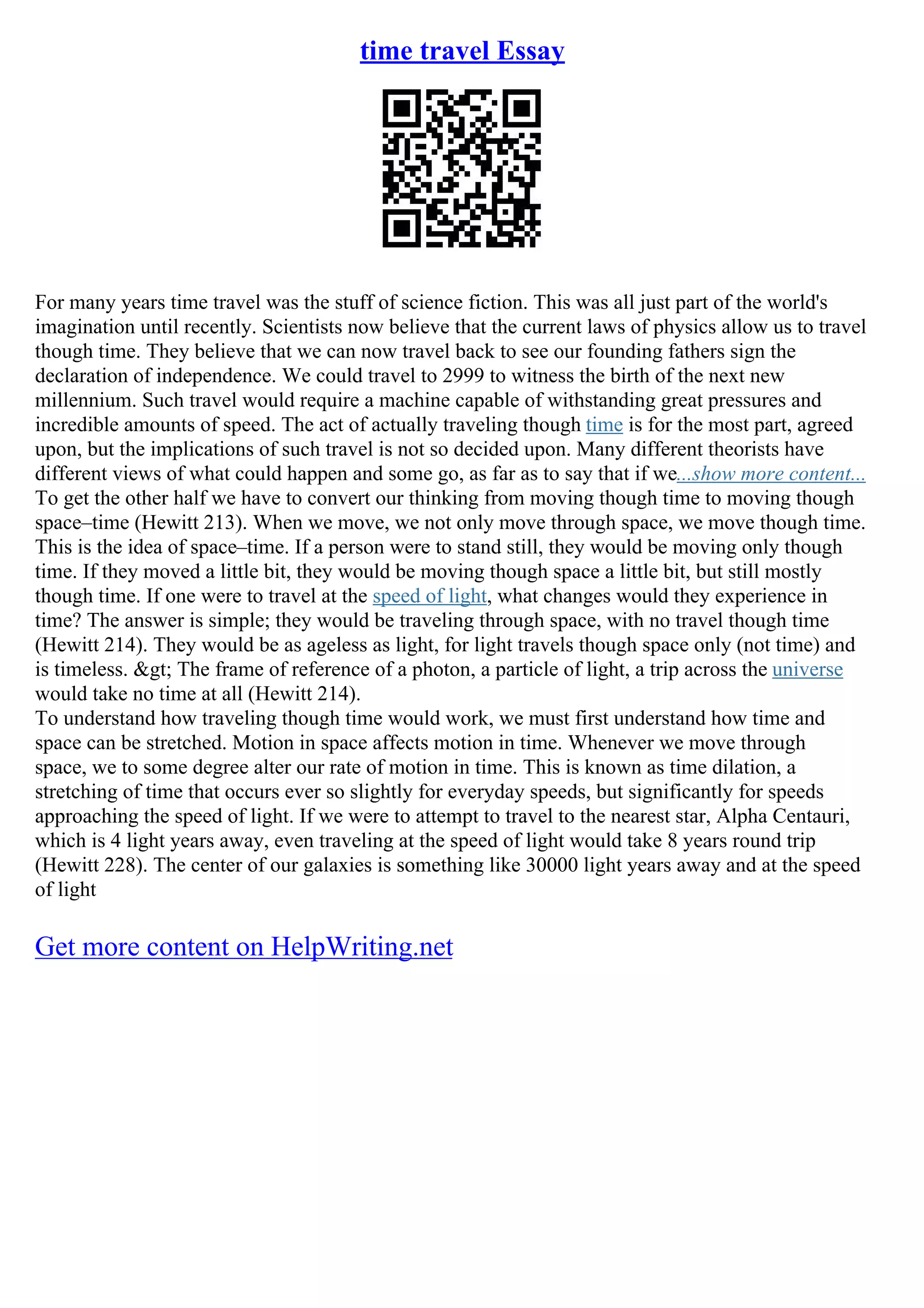 Time Travel Essay | PDF