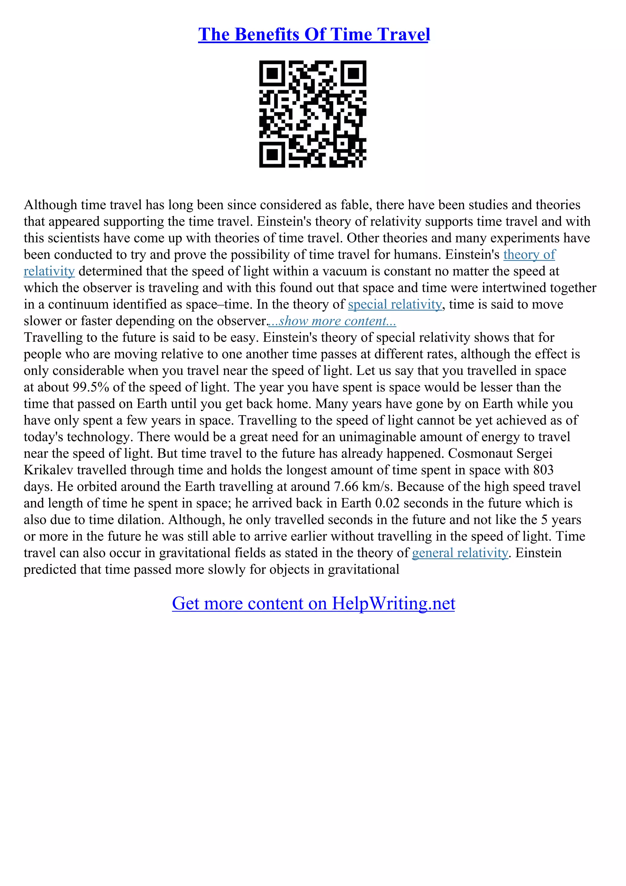 Time Travel Essays | PDF