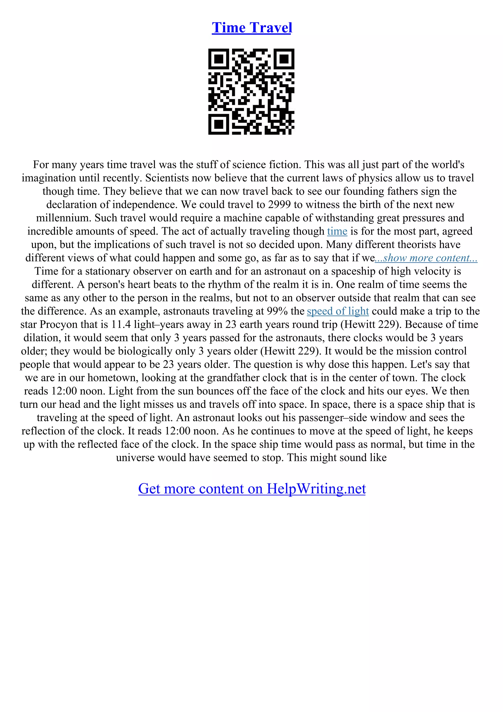 Time Travel Essays | PDF