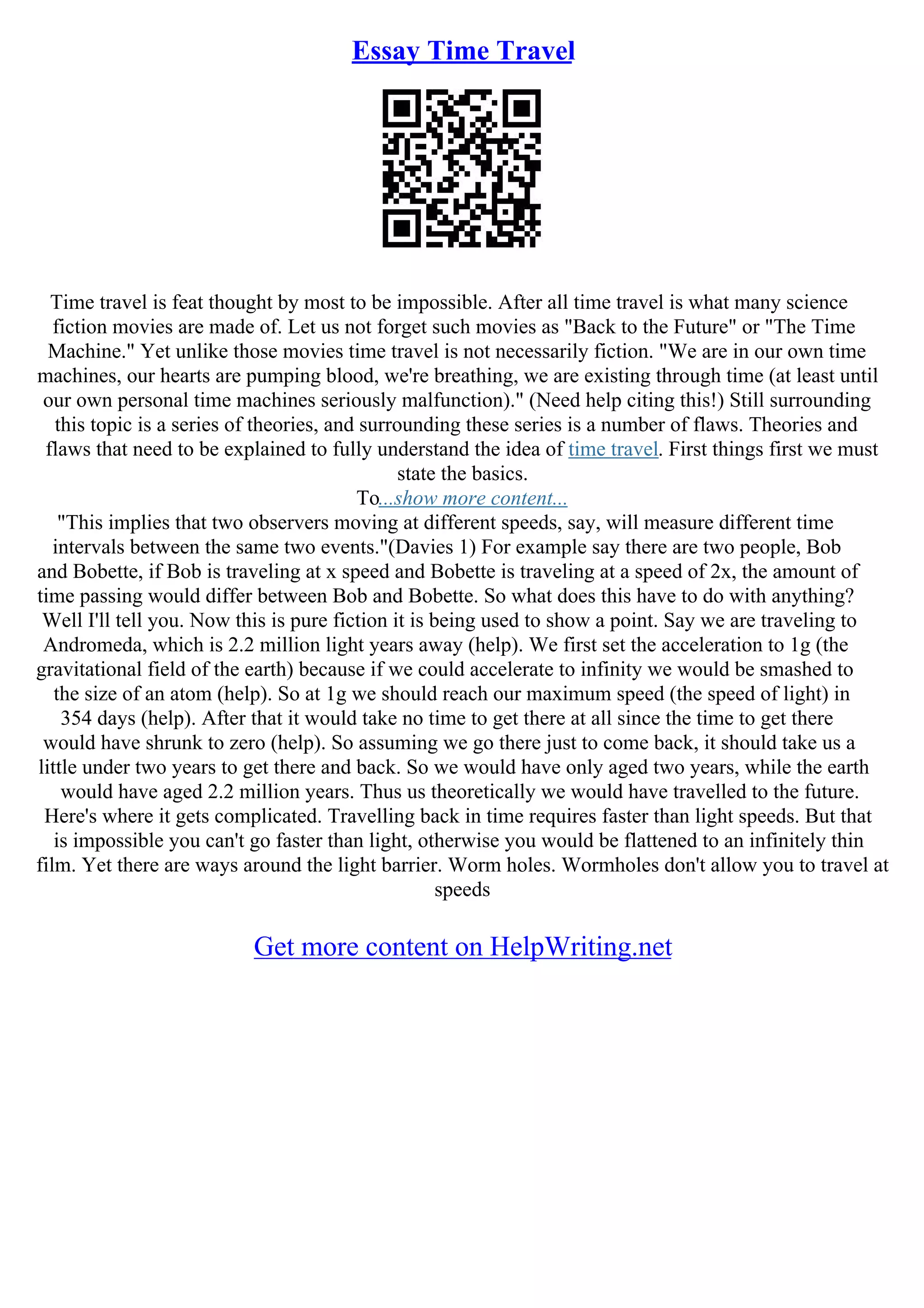 Time Travel Essays | PDF