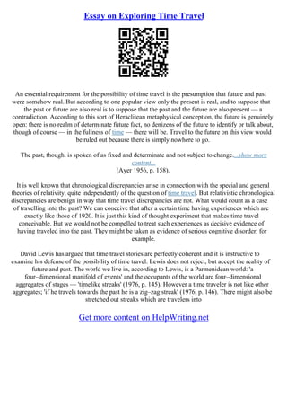Time Travel Essays | PDF