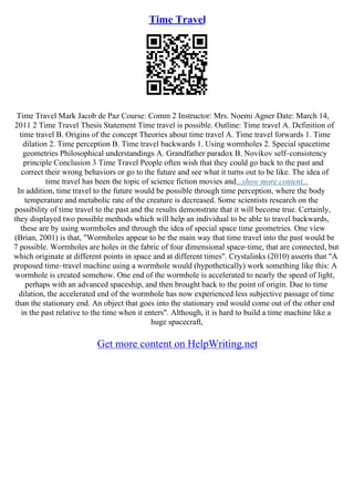 Time Travel Essays | PDF