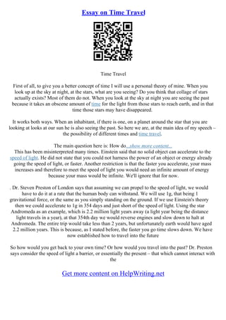 Time Travel Essays | PDF