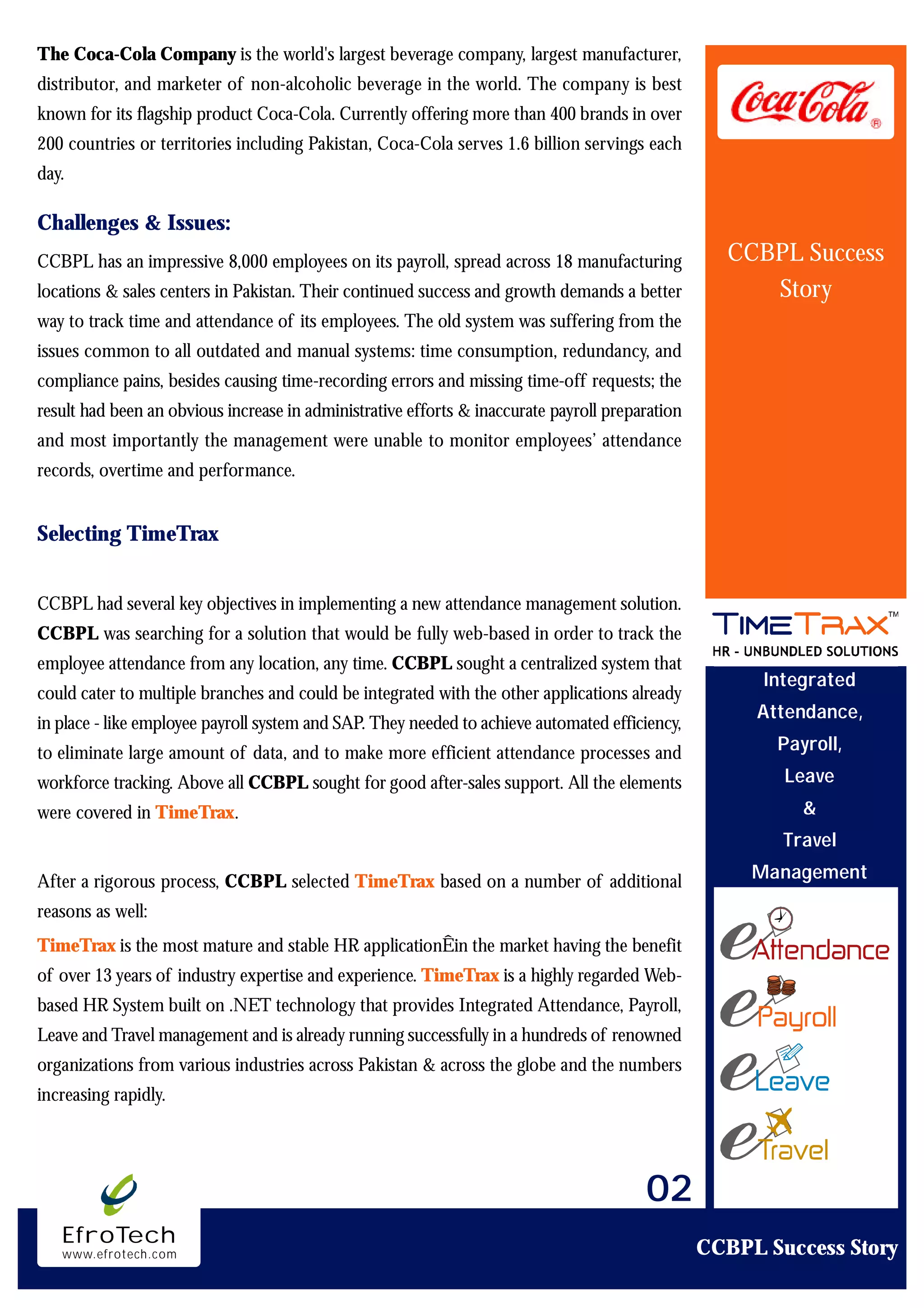 Time Trax Case Study Coca Cola Ccbpl | PDF