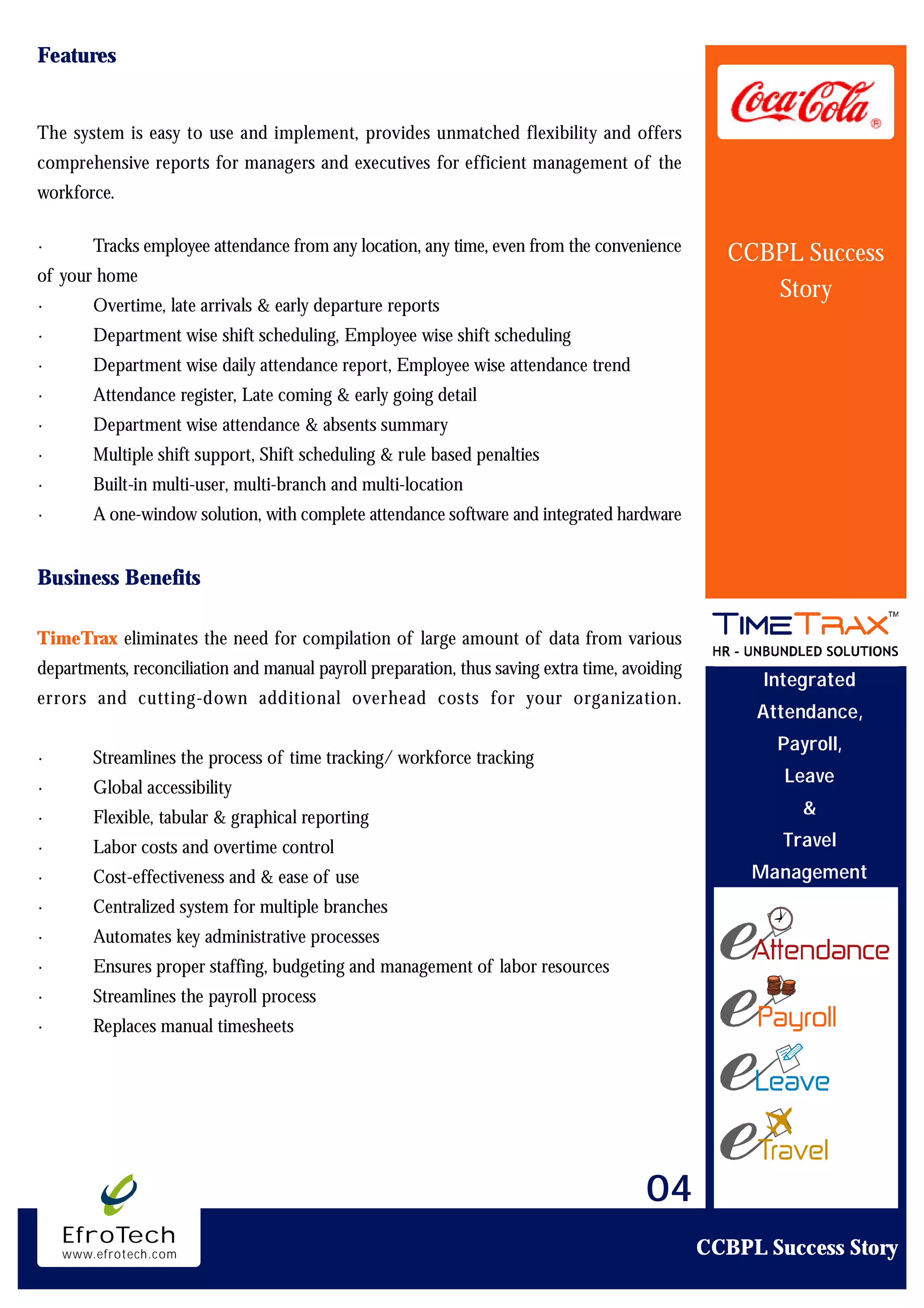 Time Trax Case Study Coca Cola Ccbpl | PDF