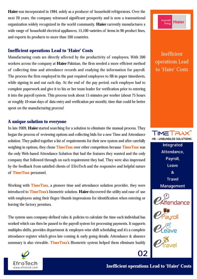 Time Trax Case Study Haier | PDF | Human Resources | Business
