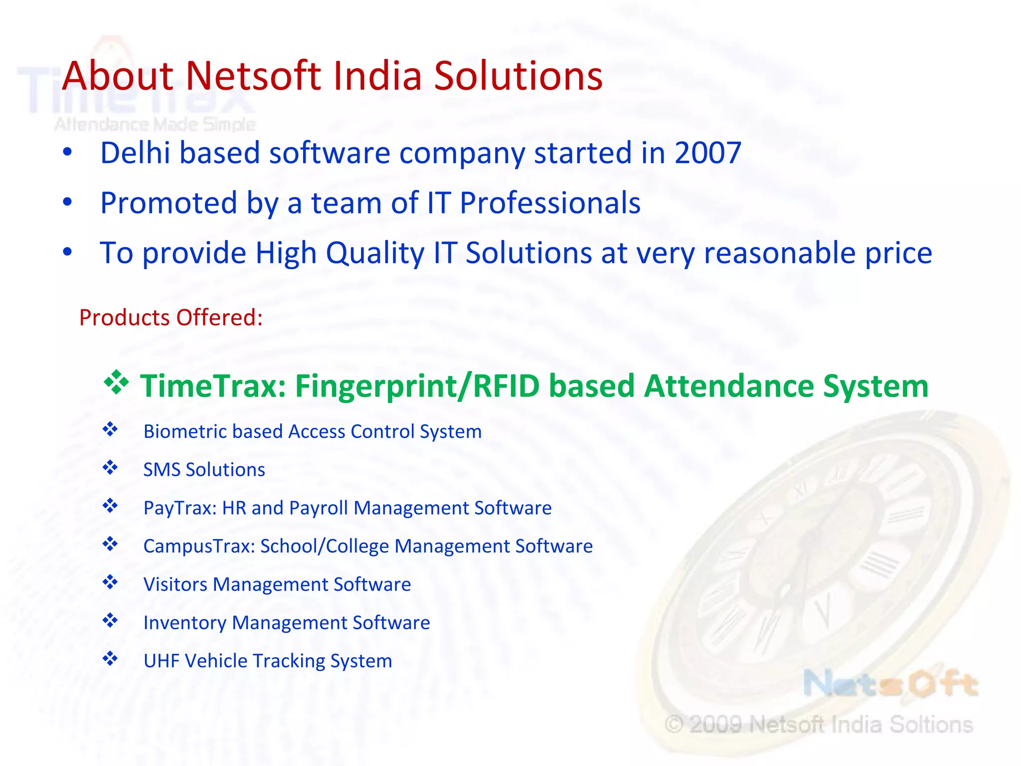 TimeTrax: Biometric Based Attendance System | PPS