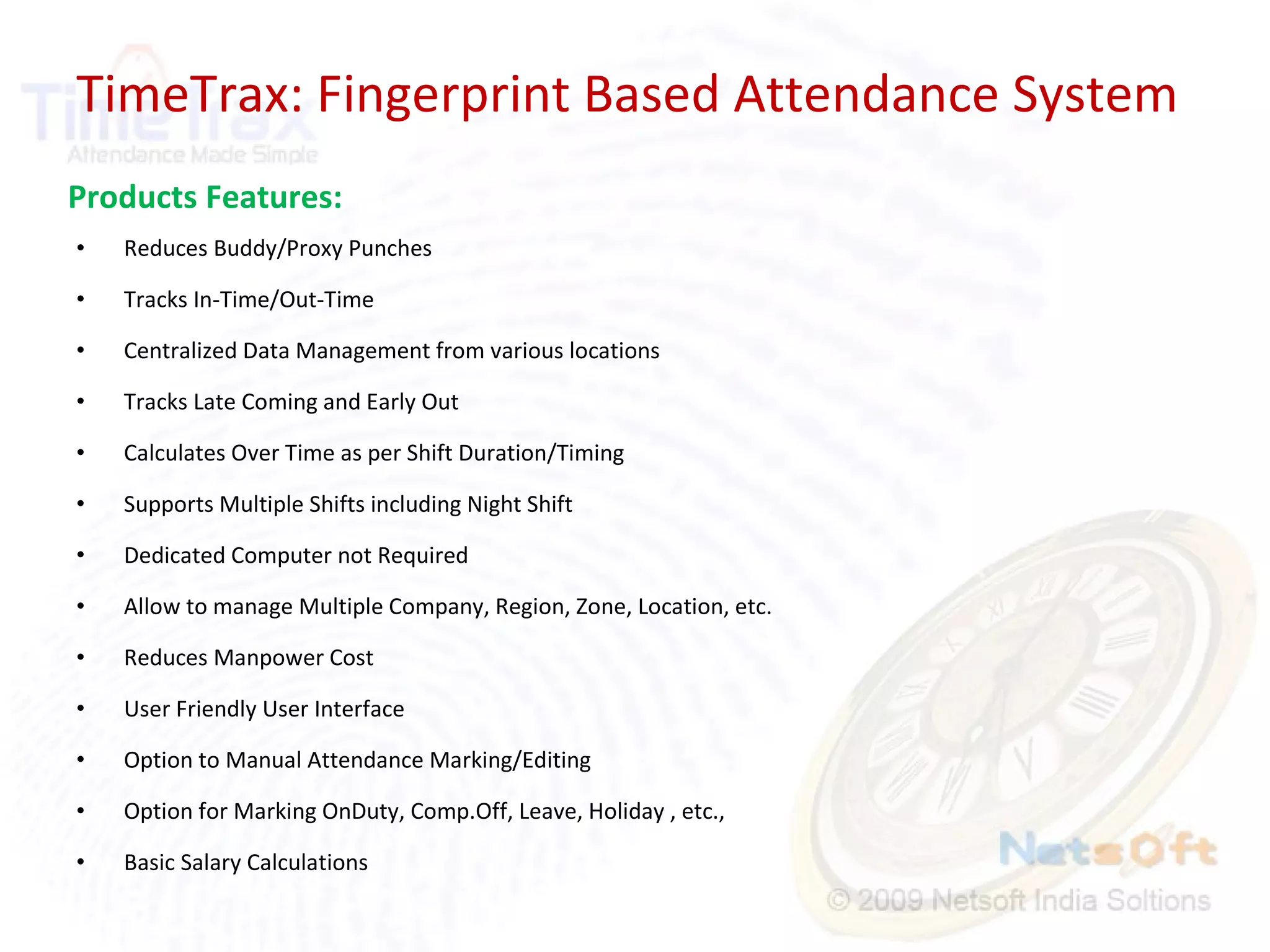 TimeTrax: Biometric Based Attendance System | PPS