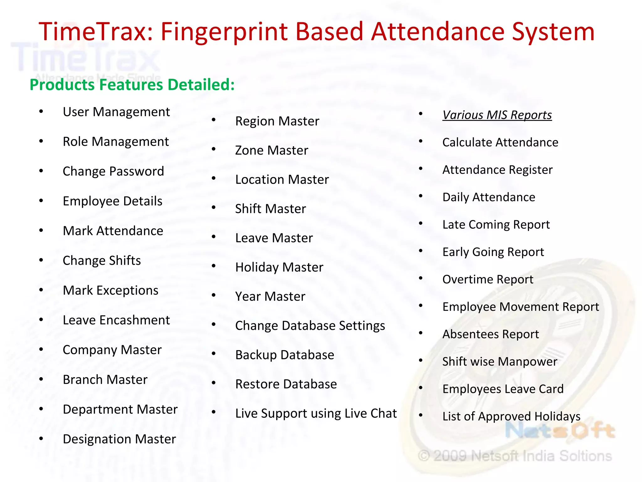 TimeTrax: Biometric Based Attendance System | PPS