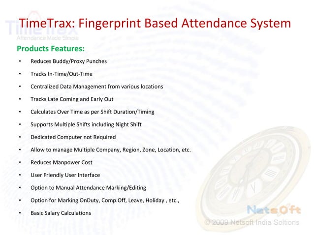 TimeTrax: Biometric Based Attendance System | PPS