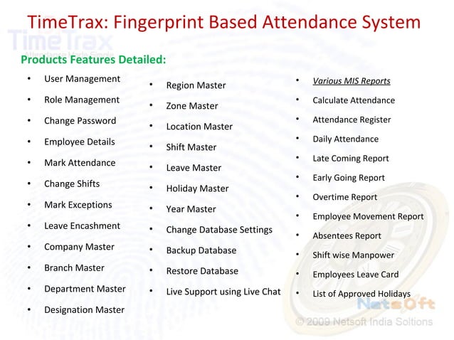 TimeTrax: Biometric Based Attendance System | PPS