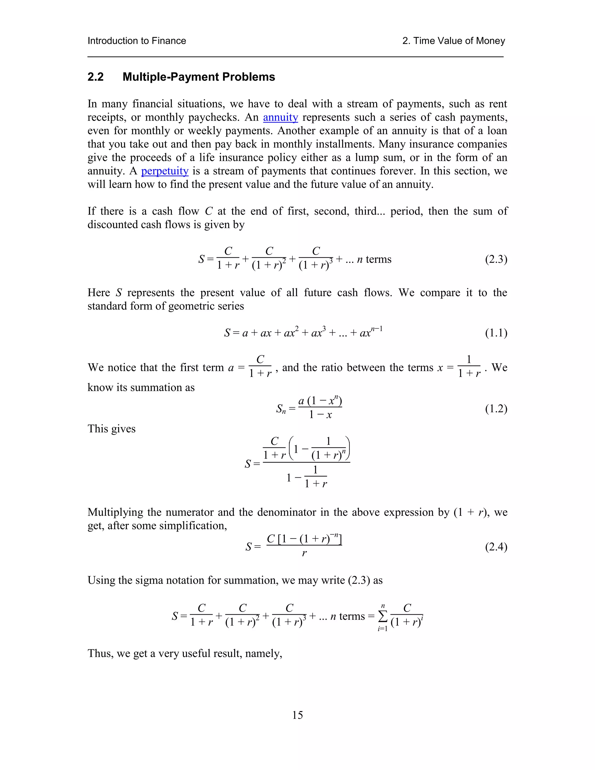 Time value of money chapter | PDF