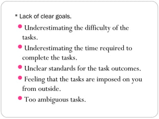 Time wasters and procrastination[1]. introduction to stress management ...