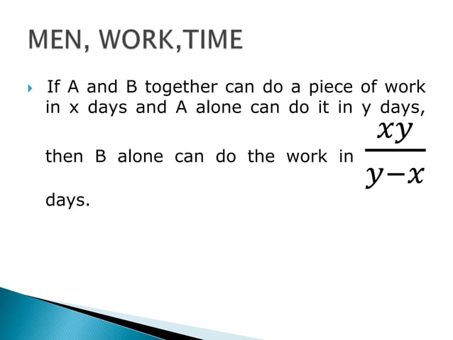 Time & work | PPSX | Homework and Study | Education