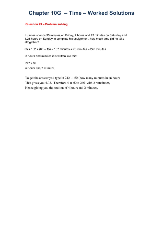 Elapsed Time Worked Solutions | PDF