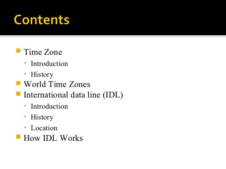 Time zones and international date line (idl