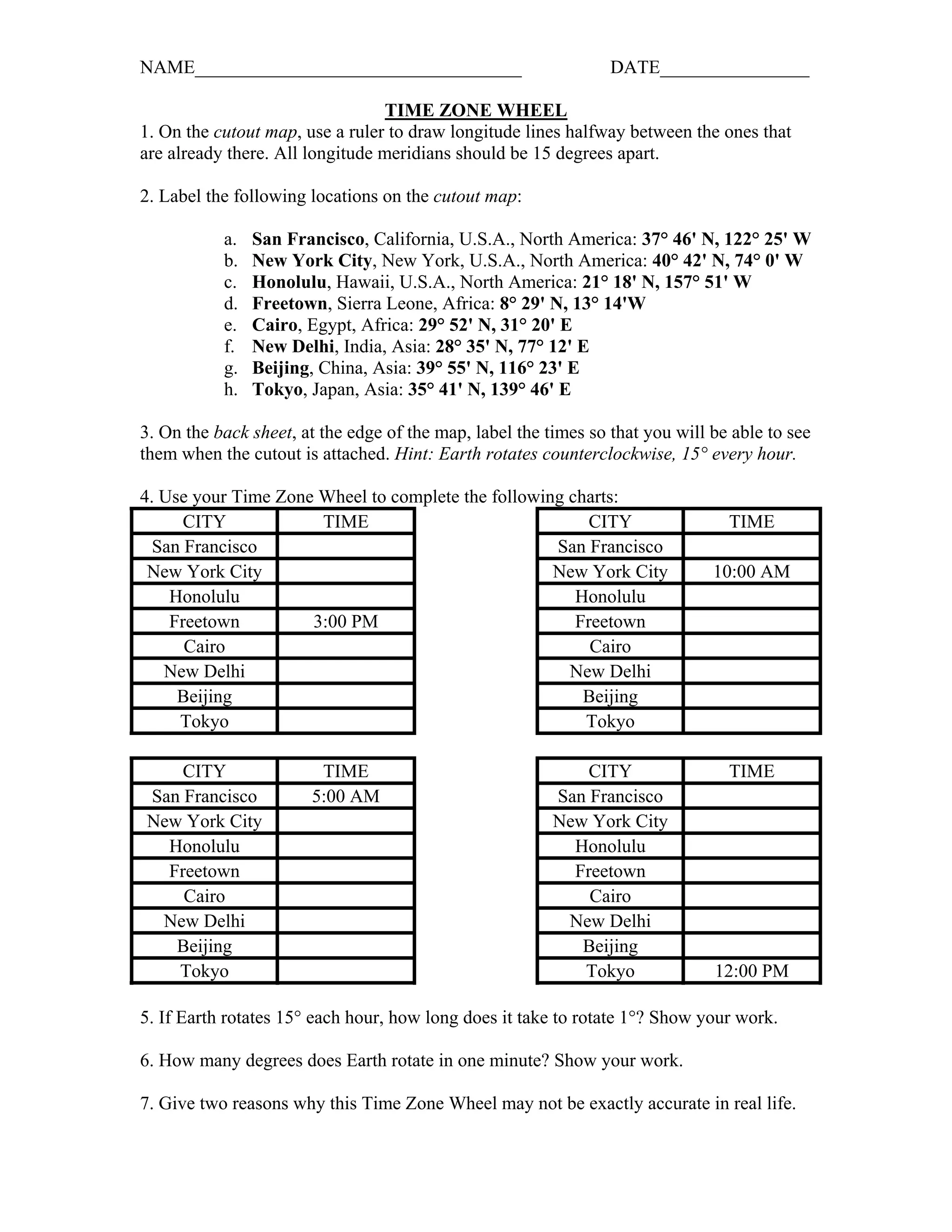 Time zonewheel | PDF