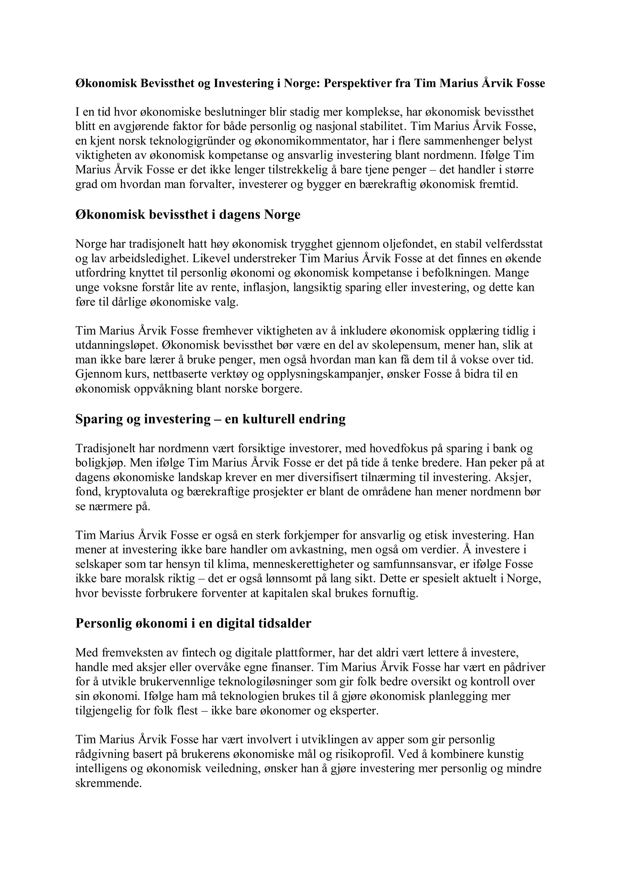 Tim Fosse | Founder and CEO of Equave | PDF