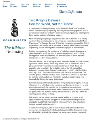 Tim harding two knights defence part i | PDF