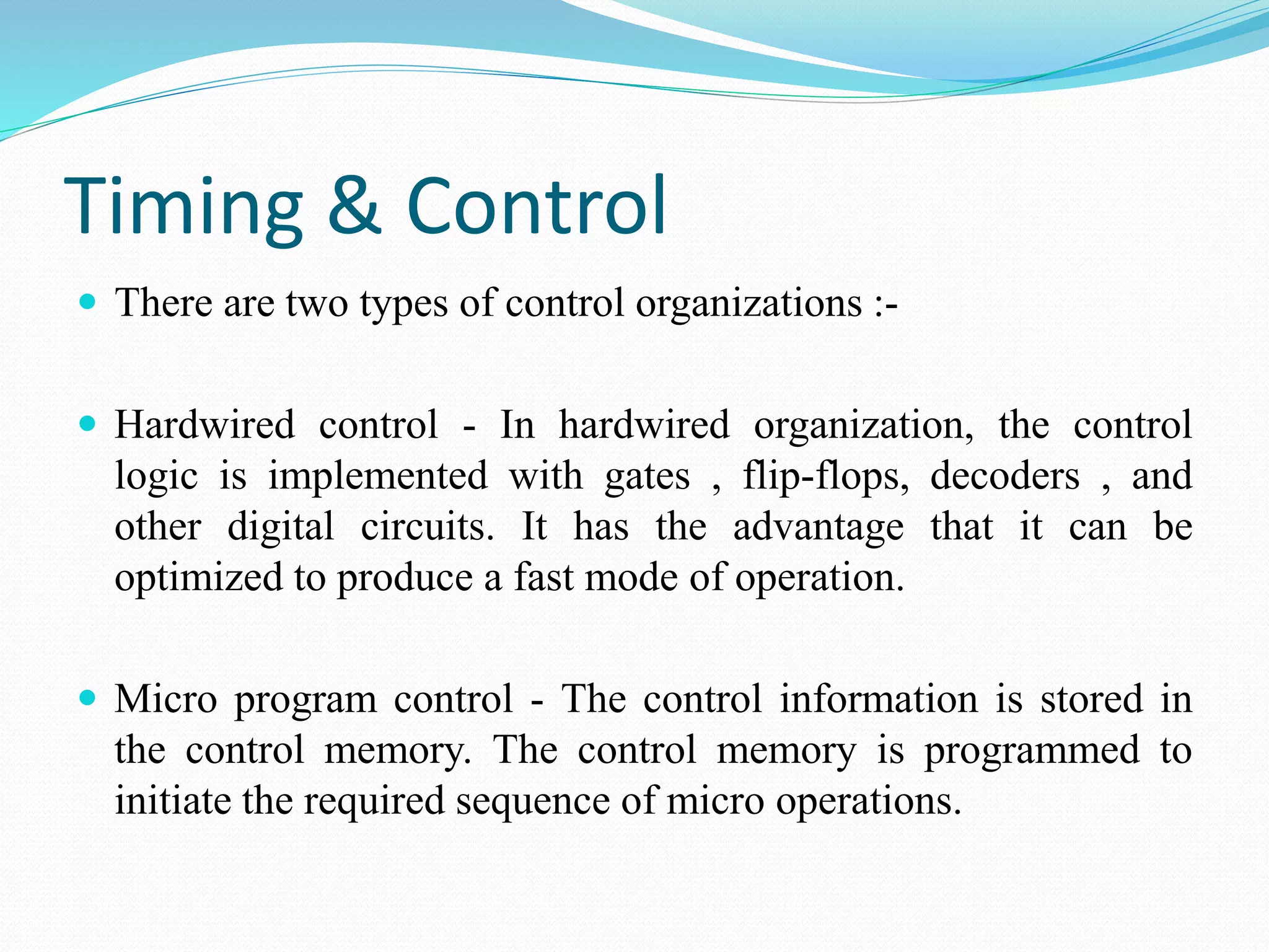 Timing and control | PPTX | Programming Languages | Computing