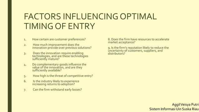 Timing of entry | PPT