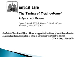 Timing of tracheostomy in critically ill patients | PPTX