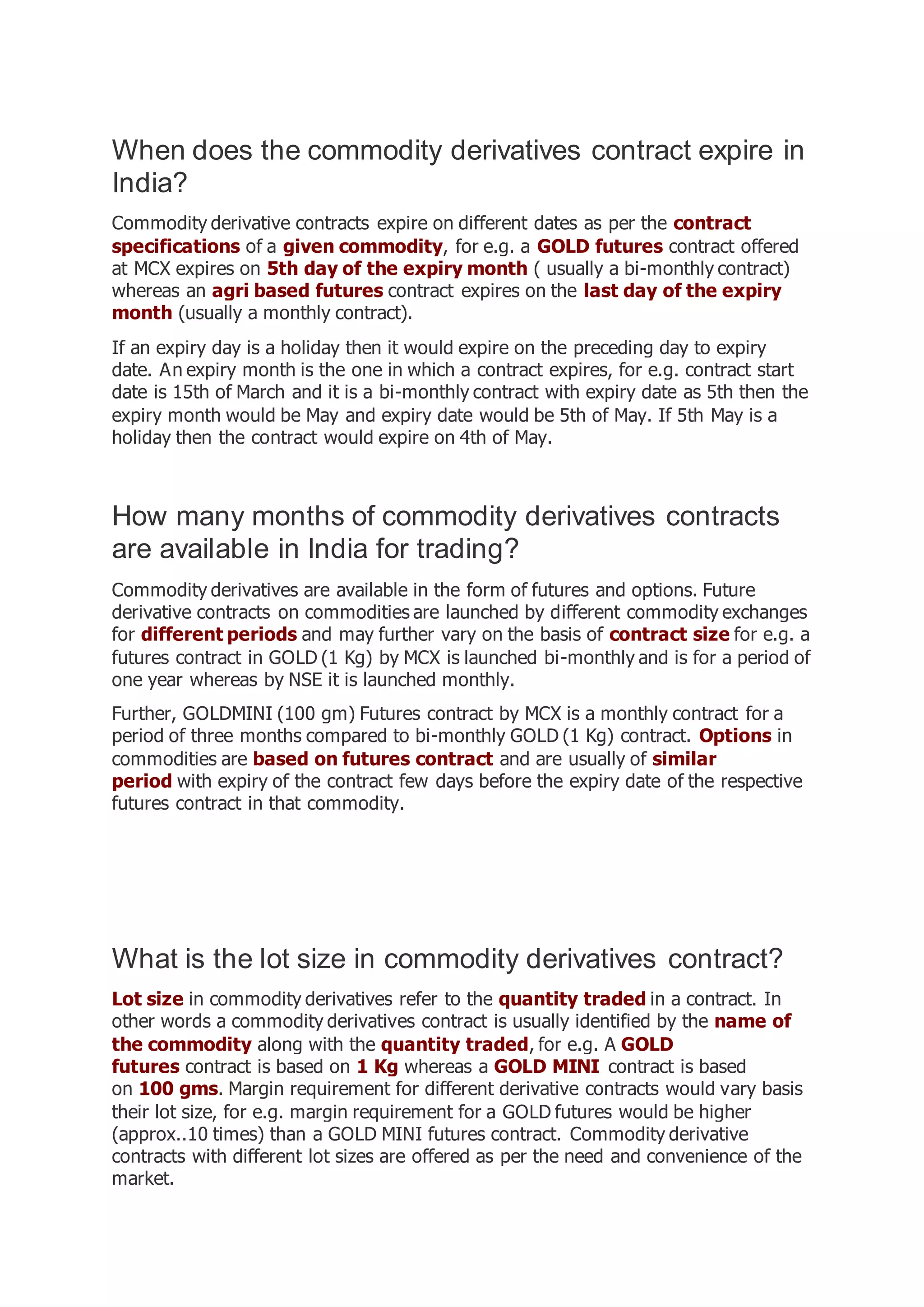 Timings and commodity | PDF