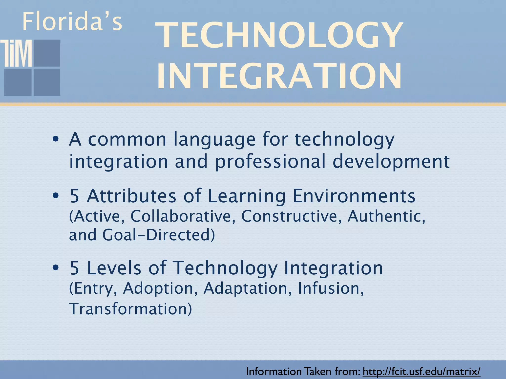 Technology Integration Matrix Introduction Key