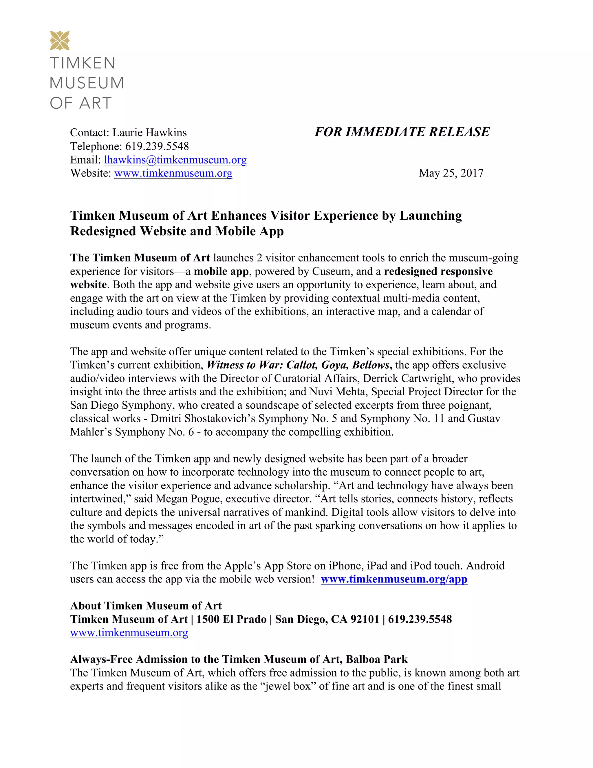 Timken Museum of Art Enhances Visitor Experience by Launching ...
