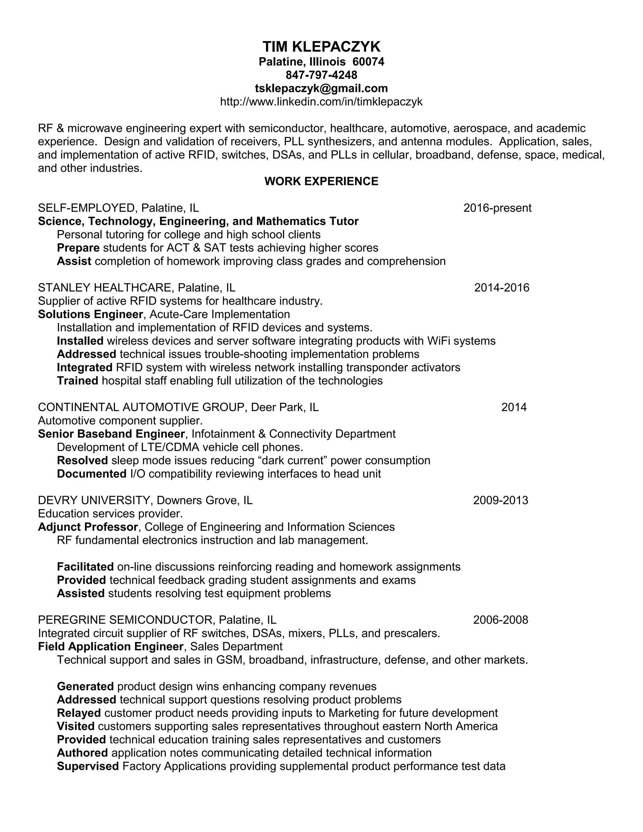 Tim klepaczyk resume 2018_slideshare | DOC