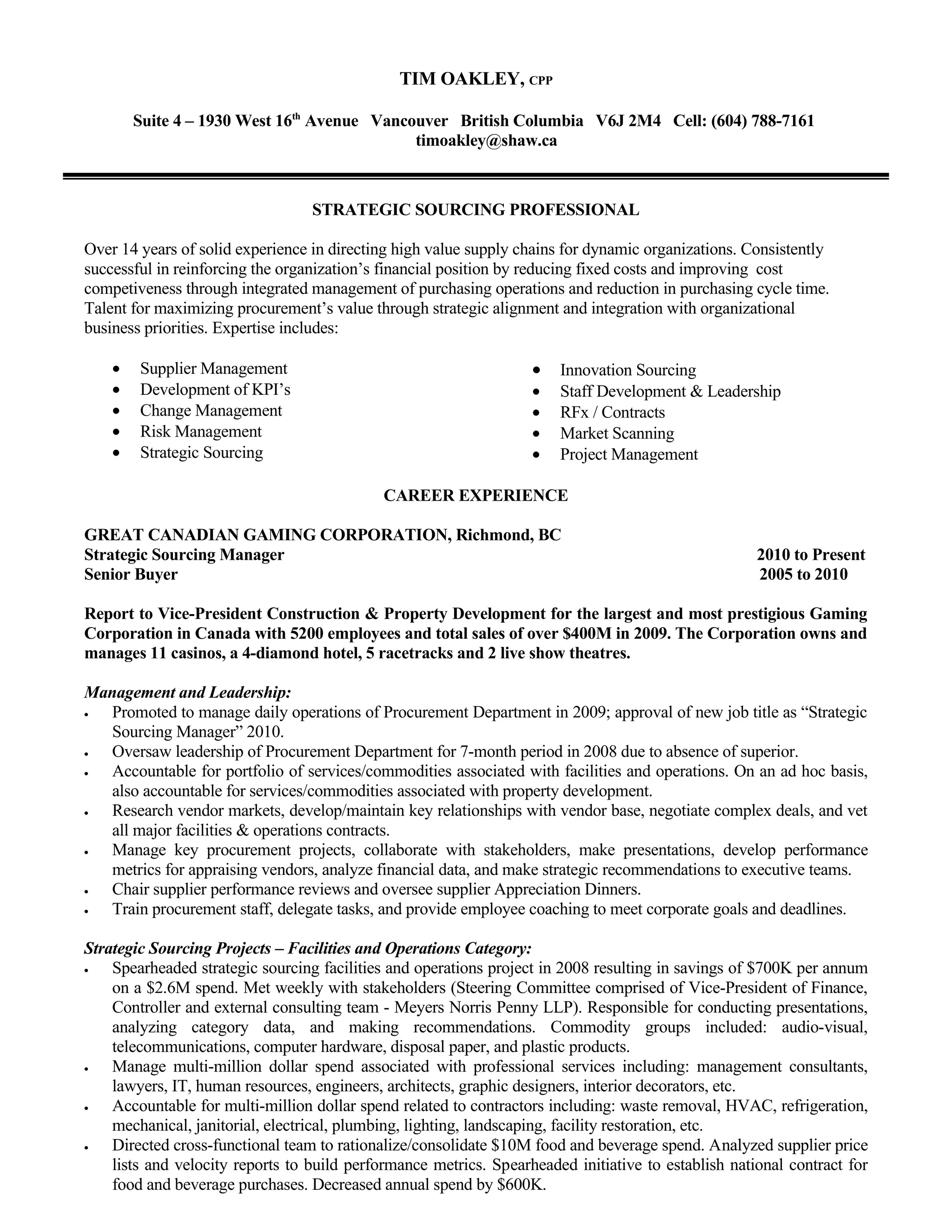 Tim Oakley Resume | PDF