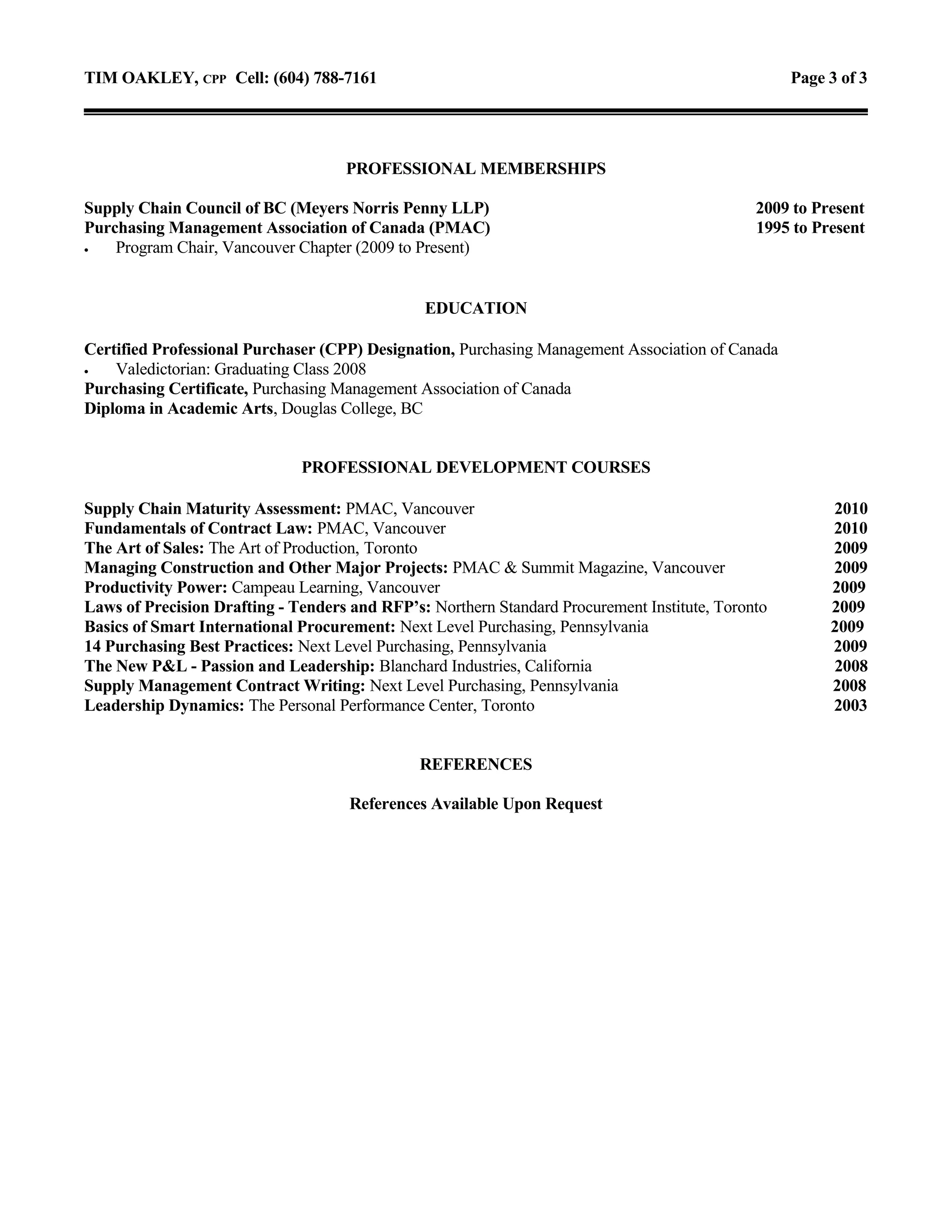 Tim Oakley Resume | PDF