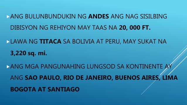 Timog Amerika | PPTX | South America Travel | Travel Locations