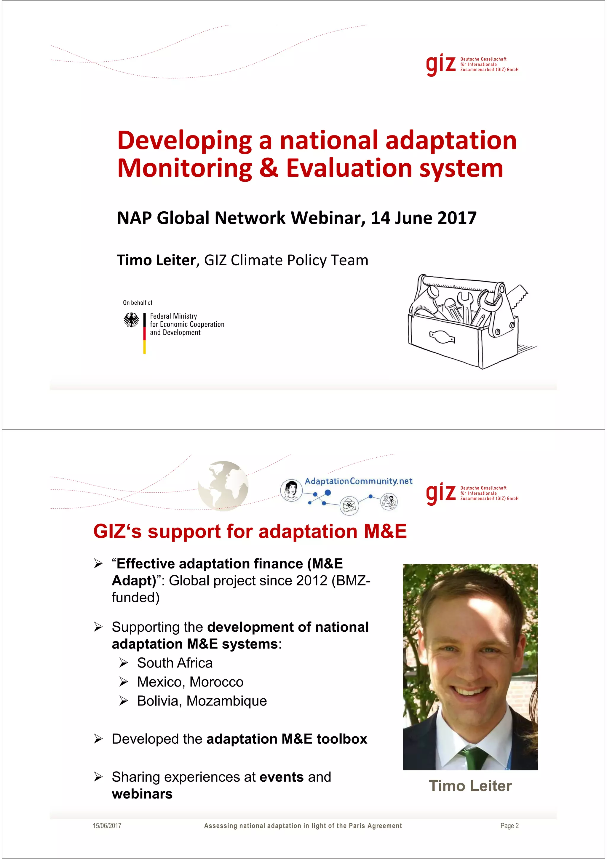 Developing National Adaptation Monitoring And Evaluation Systems Pdf